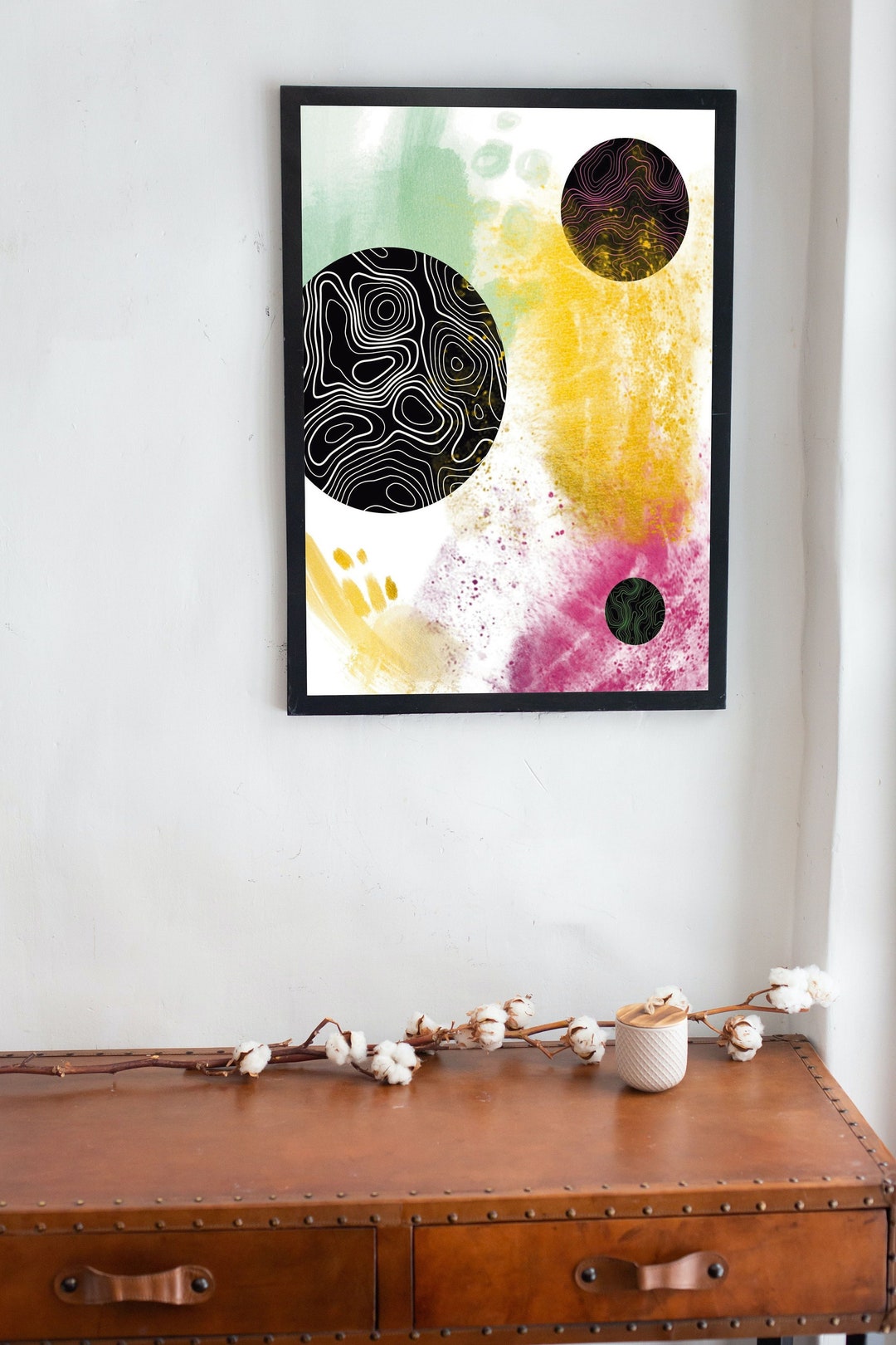 Abstract Planets Poster, Celestial Bodies, Bright and Colorful Prints ...