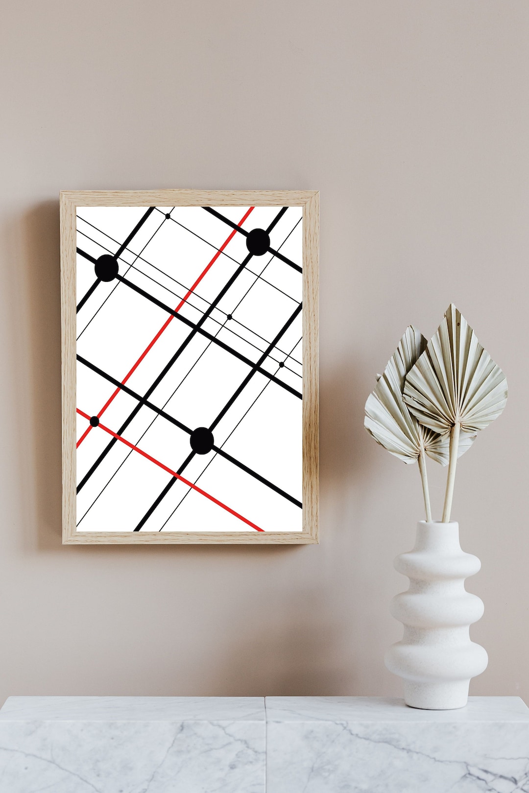 Slanted Lines Red Poster Minimalist Wall Art Print Neutral - Etsy