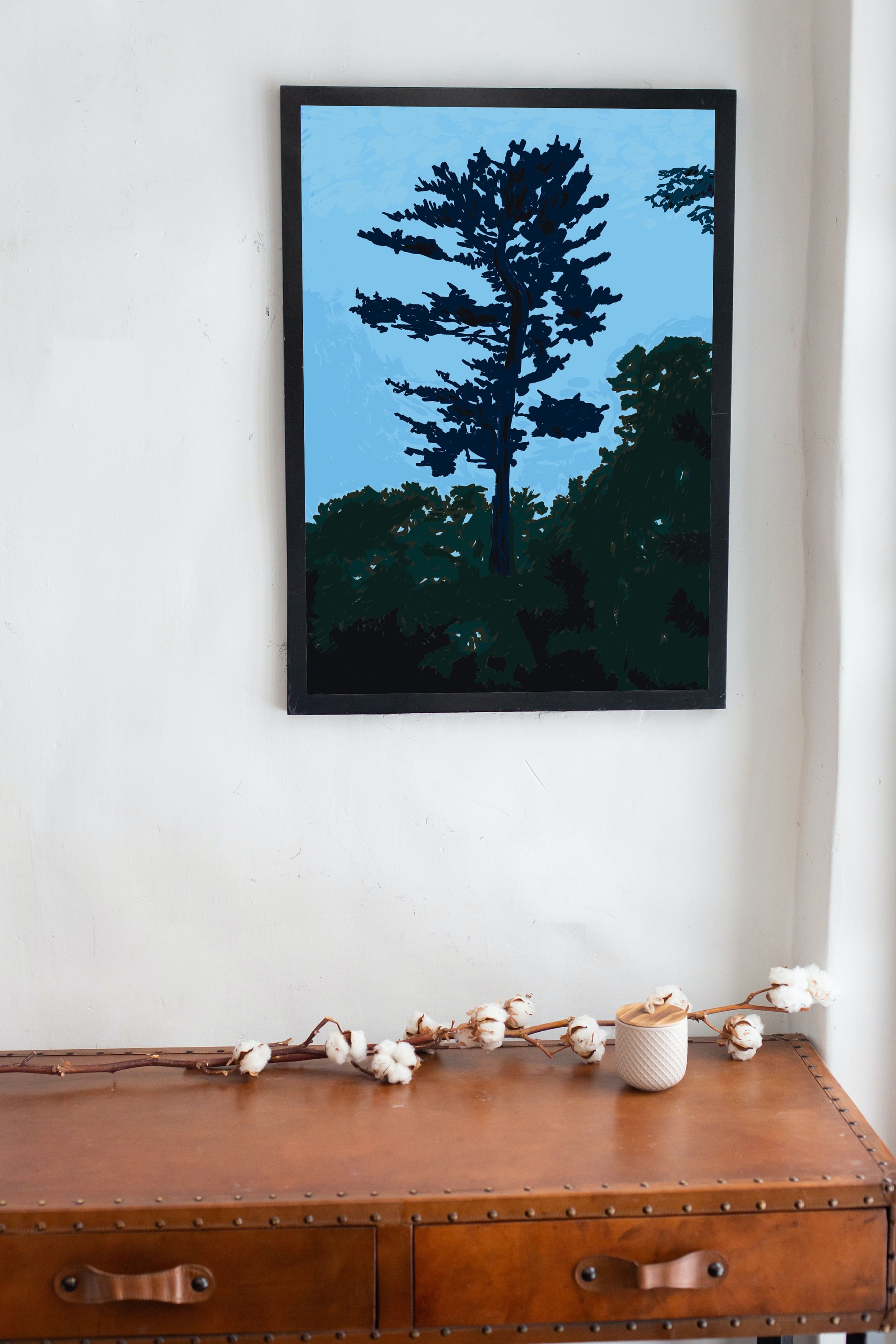 Silhouette Tree, Tree Silhouette Wall Art, Blue Botanical Wall Art ...