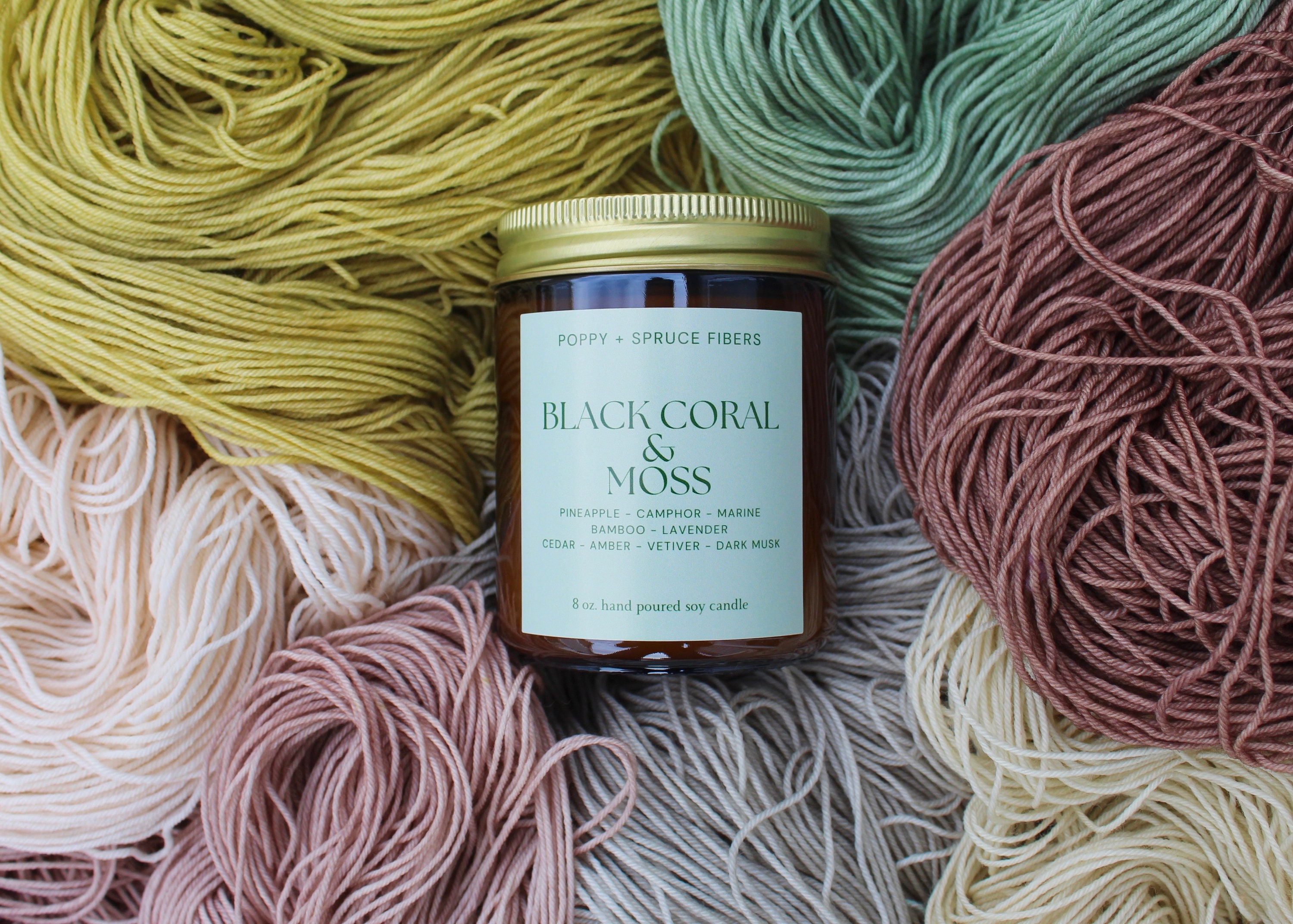 Poppy Spruce Fibers Exclusive 8 Oz Candles Oak Moss and Amber or Black ...
