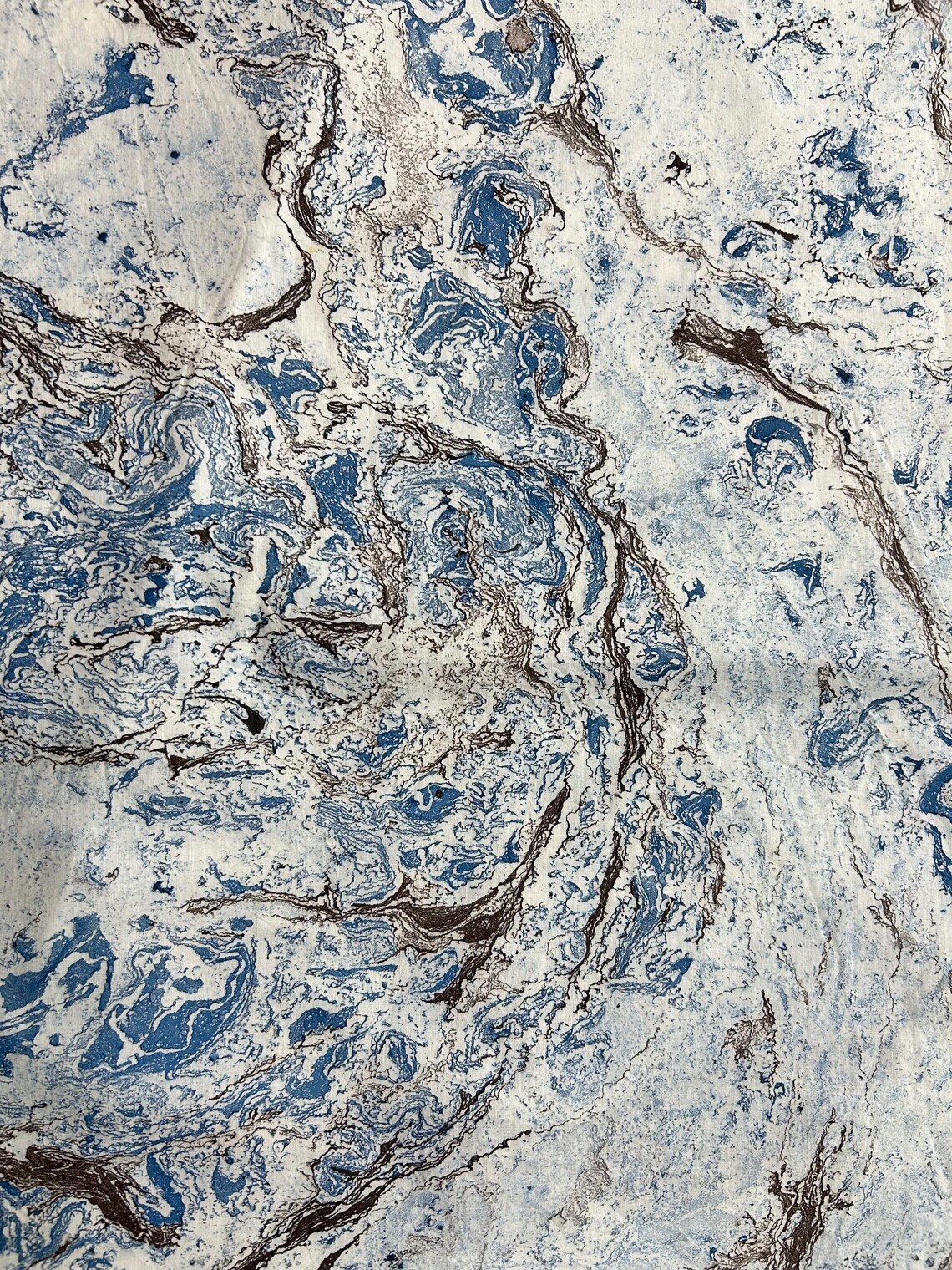 Blue Watercolor Marbled Stone Fabric, Marble Fabric, Abstract Marble ...