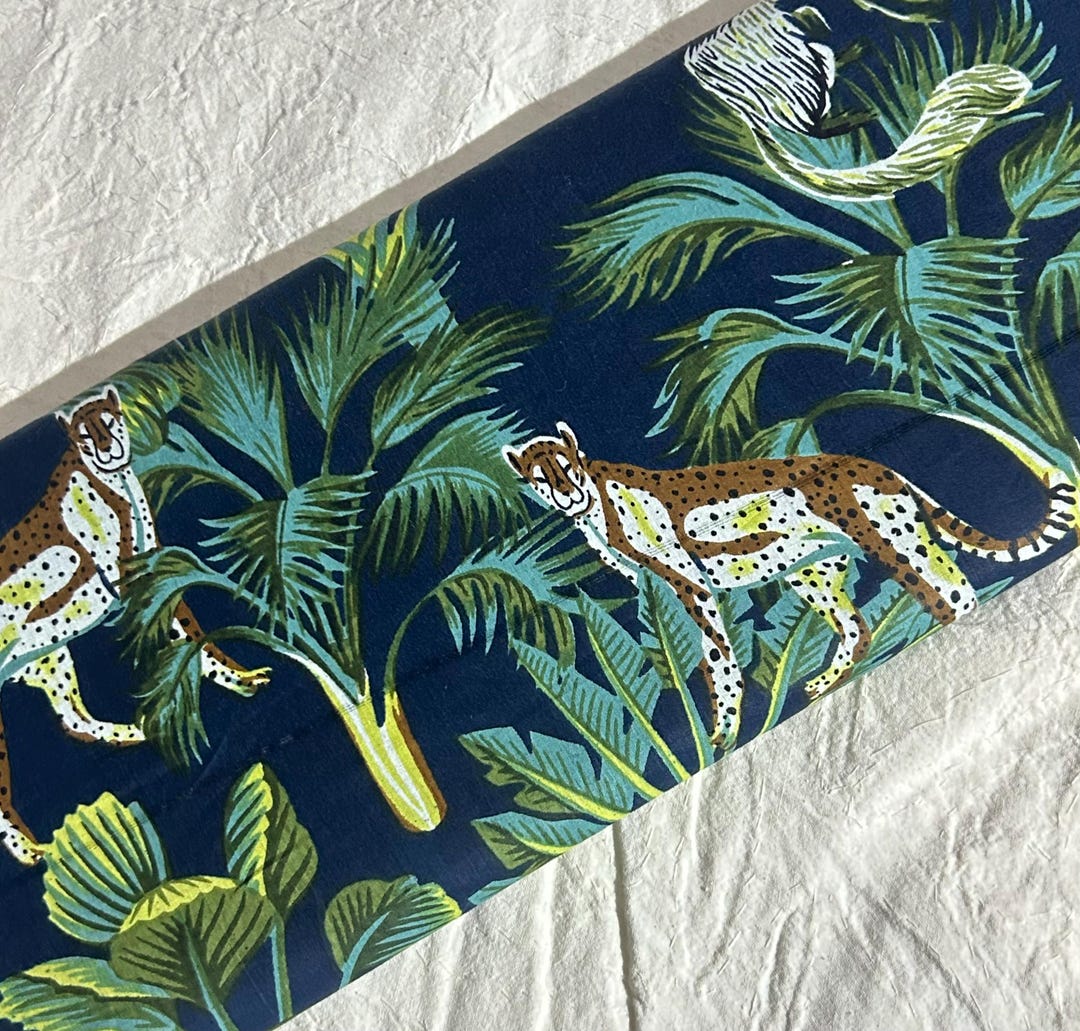 Hand Block Printed Tiger Fabric: Indian Cotton Dressmaking Fabric by ...