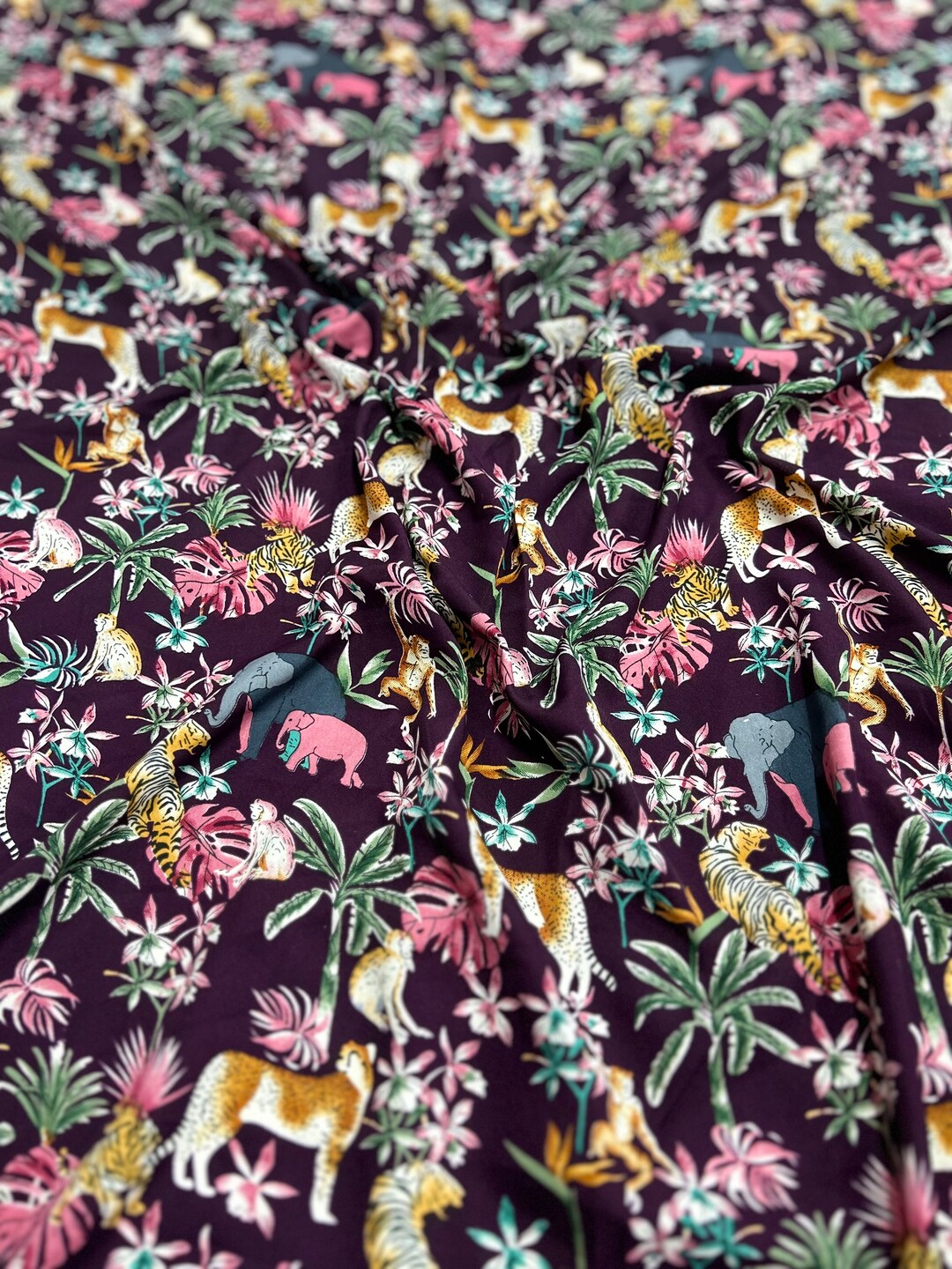 Jungle Animal Print in Silk Crep Fabric With Beautiful Dressmaking ...