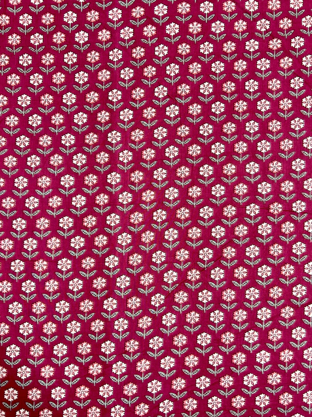 Indian Maroon Floral Block Print Fabric, Bohemian Block Print Fabric ...