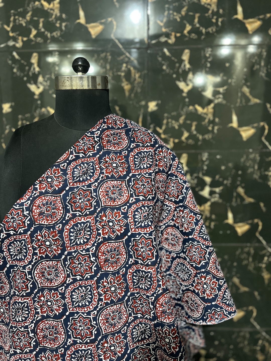 Mughal Ajrakh Print Cotton Fabric Ajrakh Designs Fabric Dressmaking ...