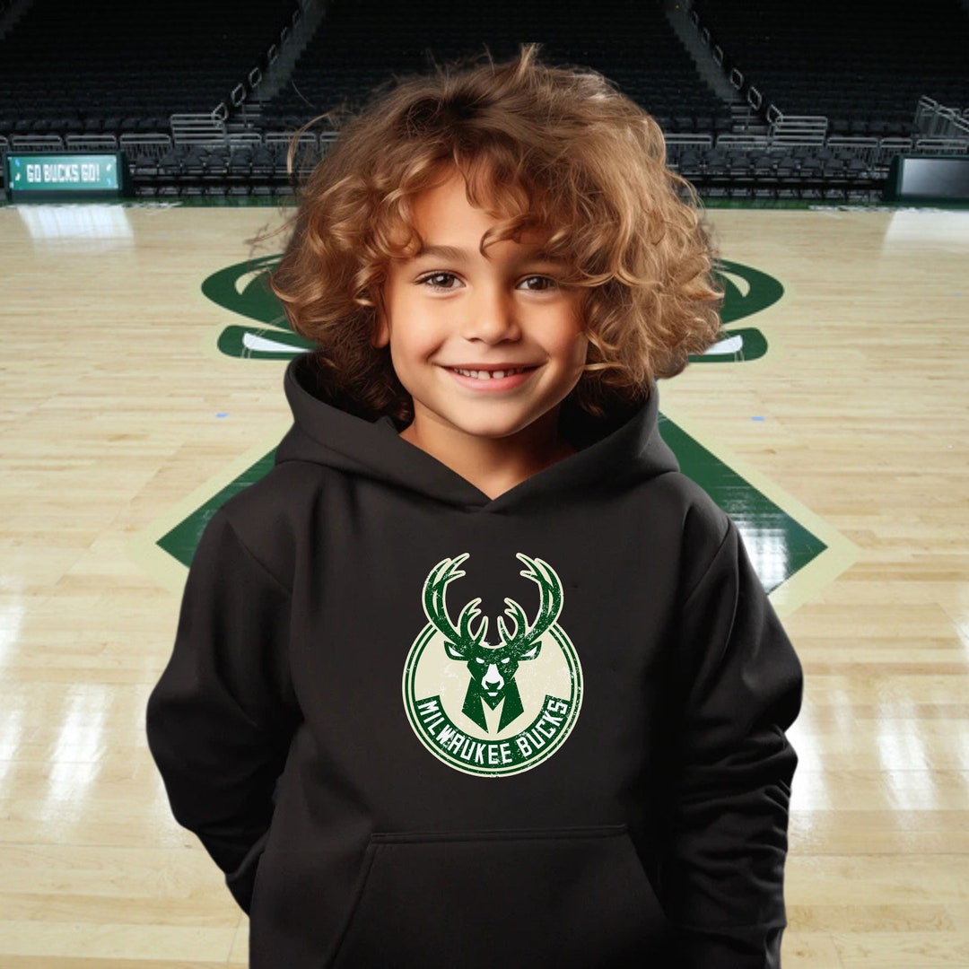 Retro Vintage Bucks Basketball Kids Crewneck Sweatshirt, 90s Milwaukee ...
