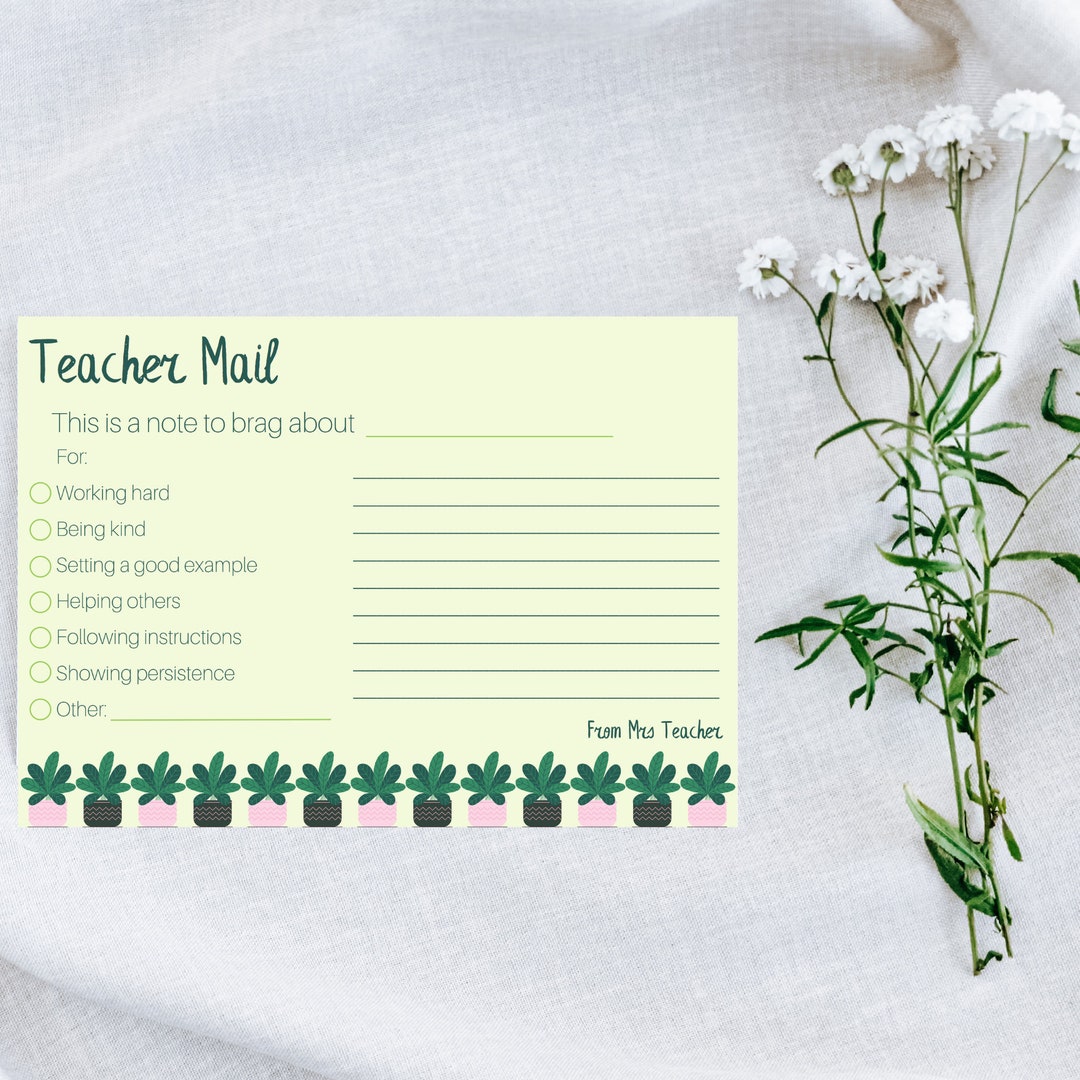 Printable Teacher Mail Postcard Parent/carer Contact Greens Editable ...
