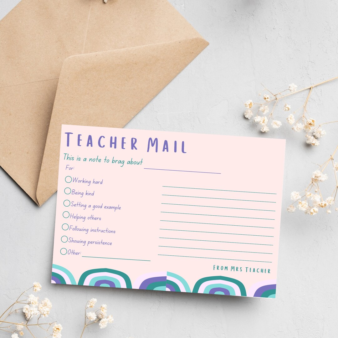 Printable Teacher Mail Postcard Parent/carer Contact Pastels Editable ...