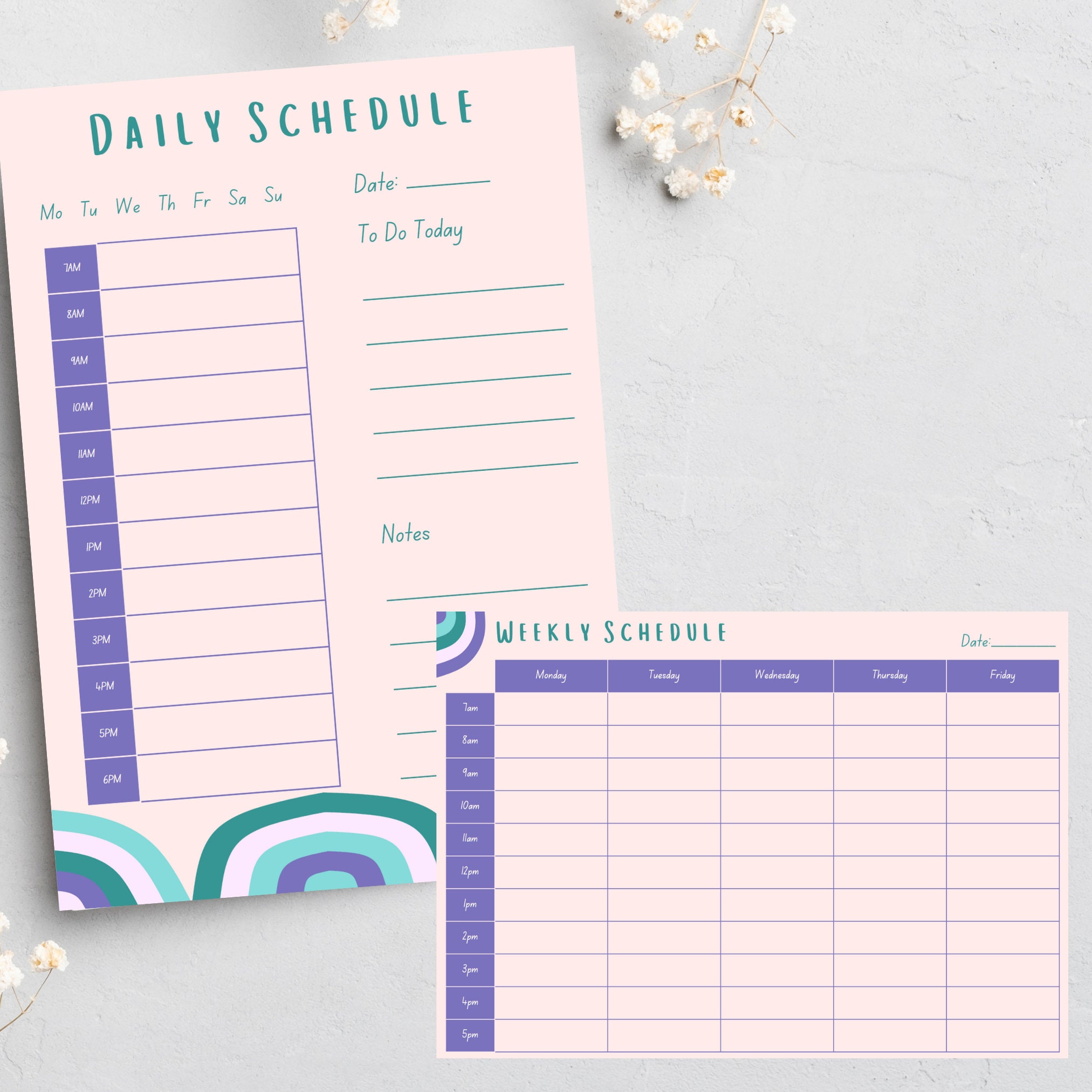 Printable Daily Schedule Weekly Schedule Pastels Daily & Weekly Planner ...