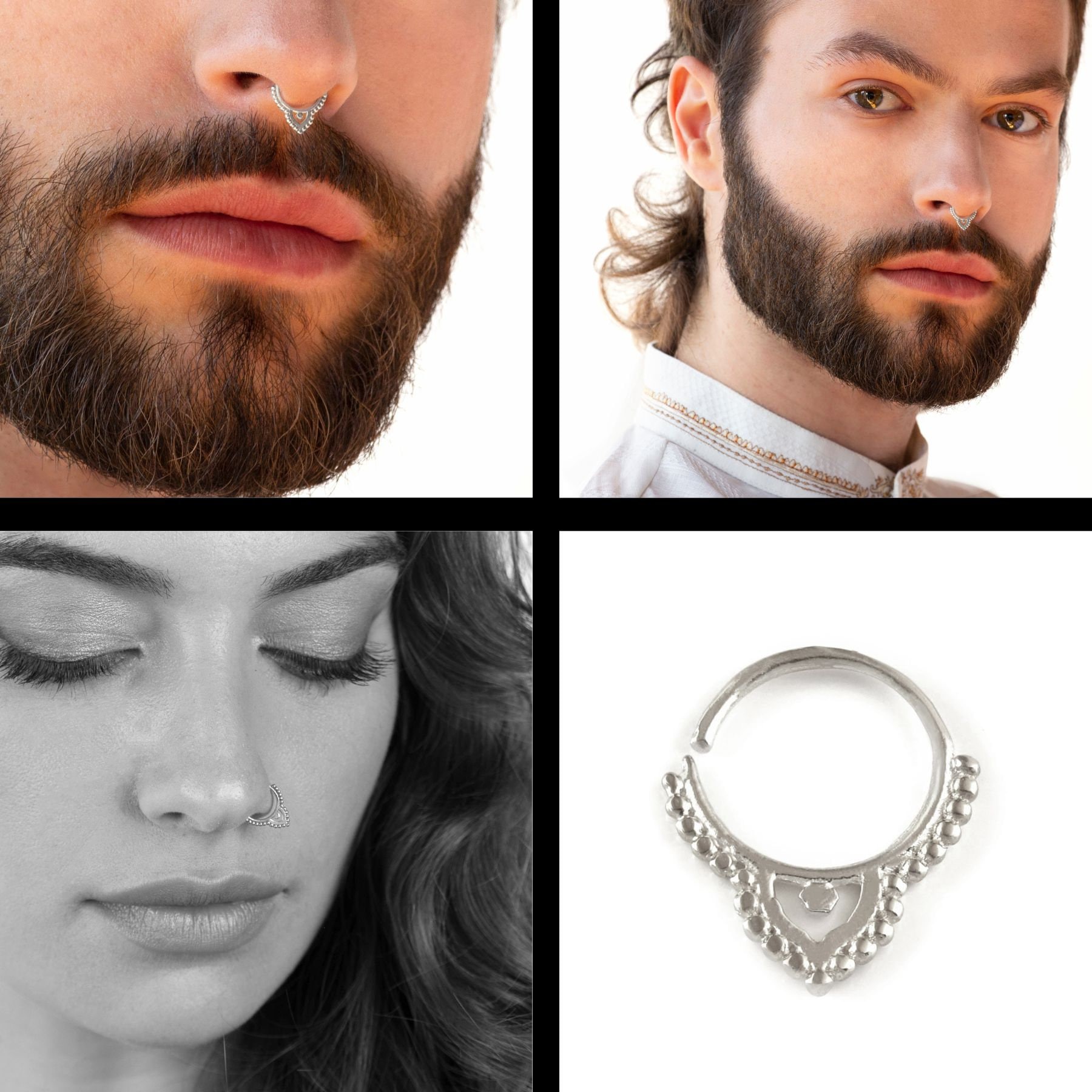 Tribal Septum, Septum for Men, Piercing Jewelry, Sterling Silver Septum ...