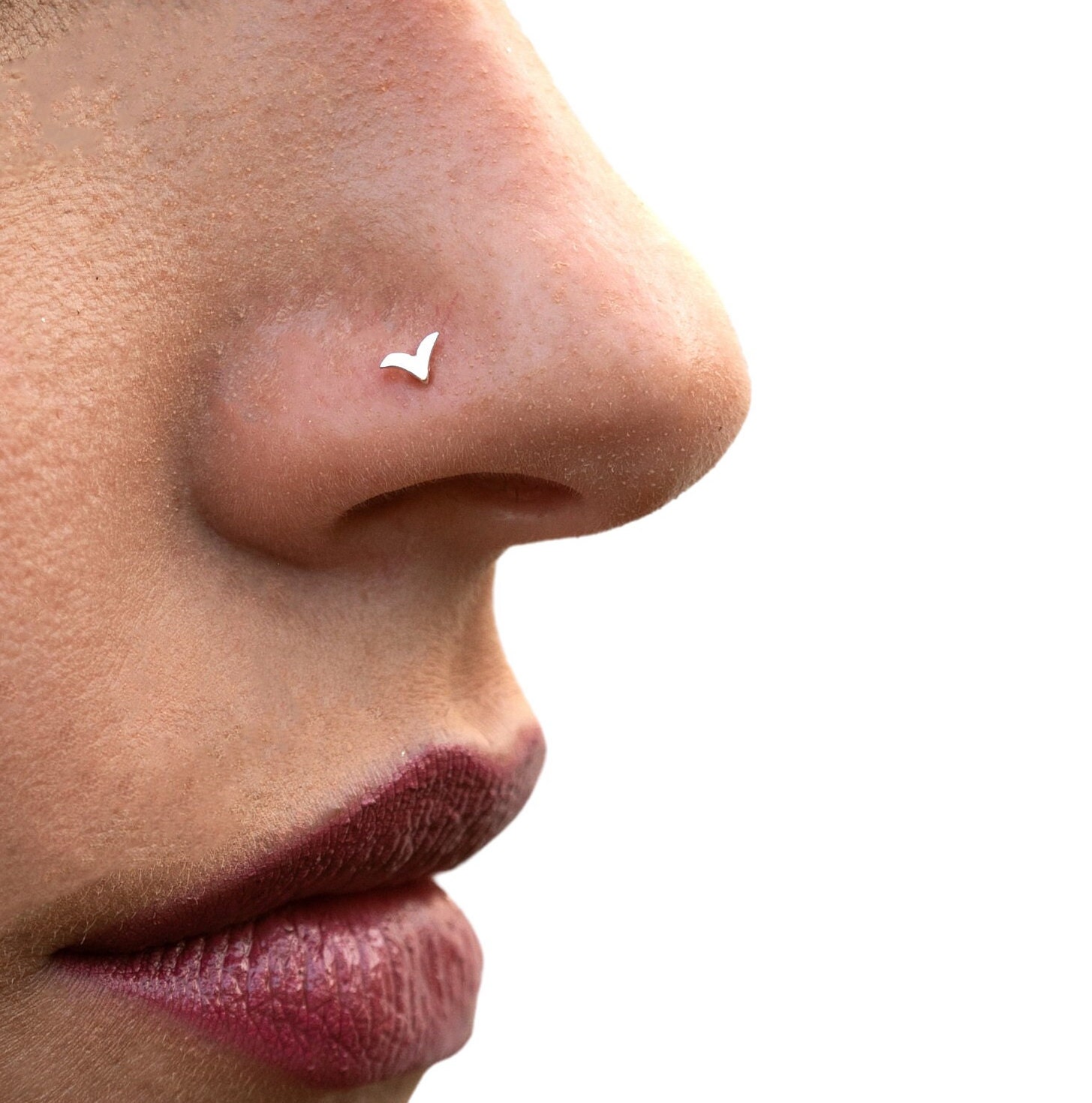 Gold Nose Stud, Unique Nose Stud, Bird Nose Stud, Tiny Gold Earring ...