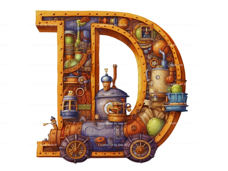 Steampunk Letter D ClipArt PNG for Commercial Use PNG Files - Etsy México