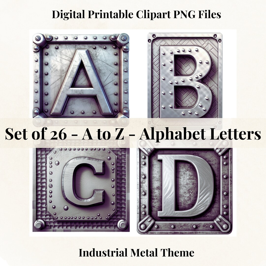 Metal Letters Alphabet ClipArt for Commercial Use Graphics - Etsy México