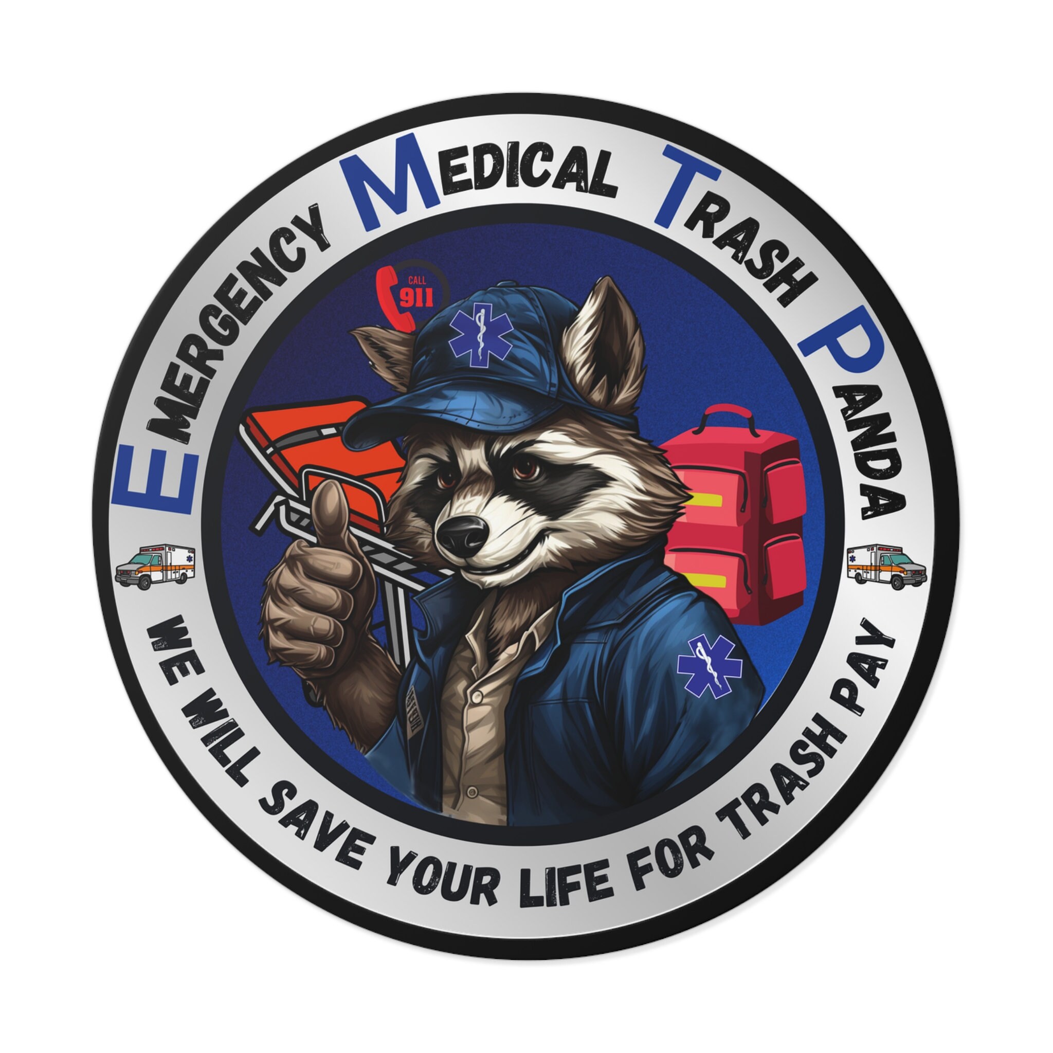 EMT Panda Round Vinyl Stickers, Emt, Ift, Bls, Funny Emt, Funny Ems Sticker, Ems, Paramedic ...