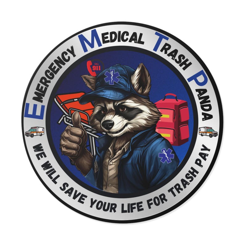 EMT Panda! Round Vinyl Stickers, Emt, Ift, Bls, Funny Emt, Funny Ems ...