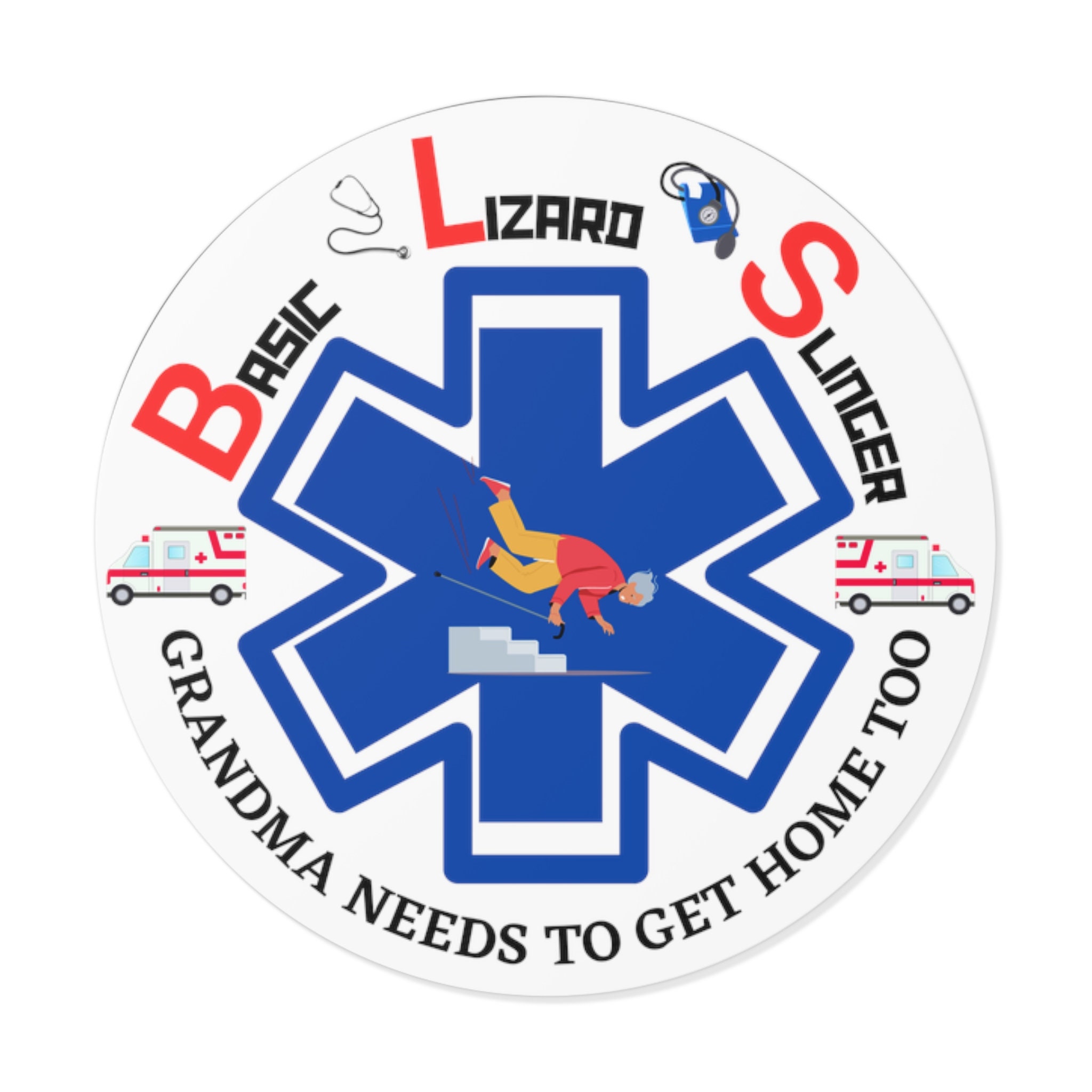 Basic Life Support Round Vinyl Stickers, Emt, Ift, Bls, Funny Emt ...