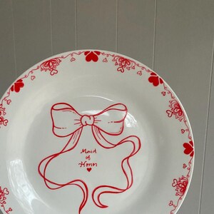 Vintage-inspired Bow and Hearts Decorative Hand-painted Plate - Etsy