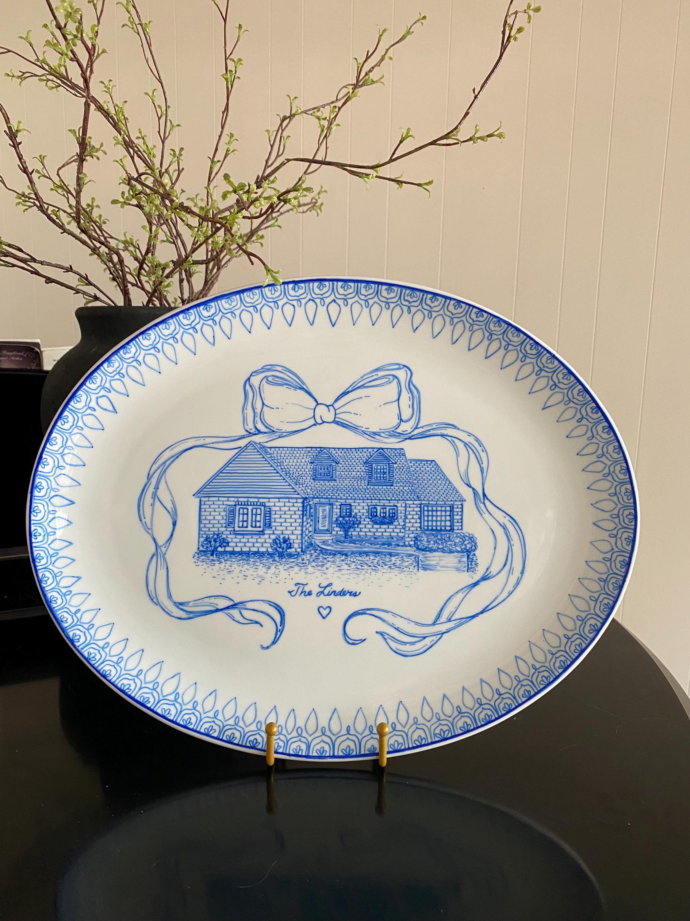 Custom Hand-painted House Platter | Homeowner, Wedding, Christmas ...