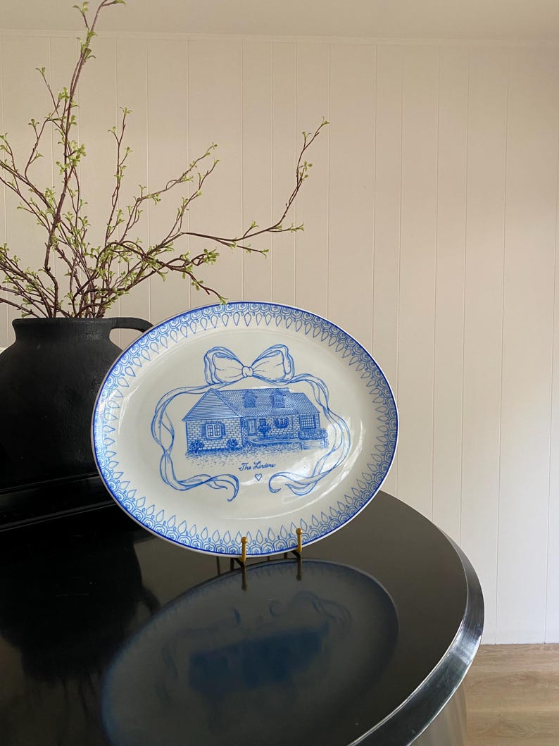 Custom Hand-painted House Platter | Homeowner, Wedding, Christmas ...