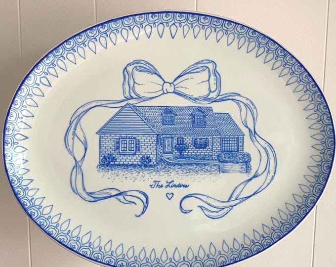 Custom Hand-painted House Platter | Homeowner, Wedding, Christmas ...
