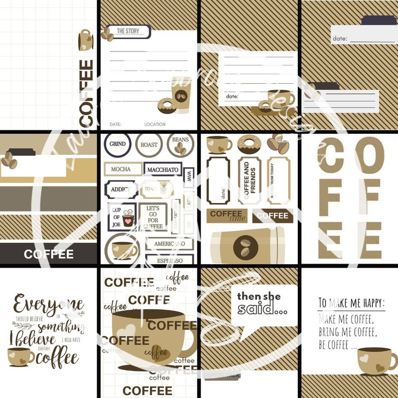 Coffee Themed Project Life Journal Cards - Etsy