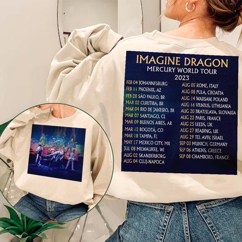 Trendy Imagine Dragon Mercury World Tour 2023 Double Sided Sweatshirts ...