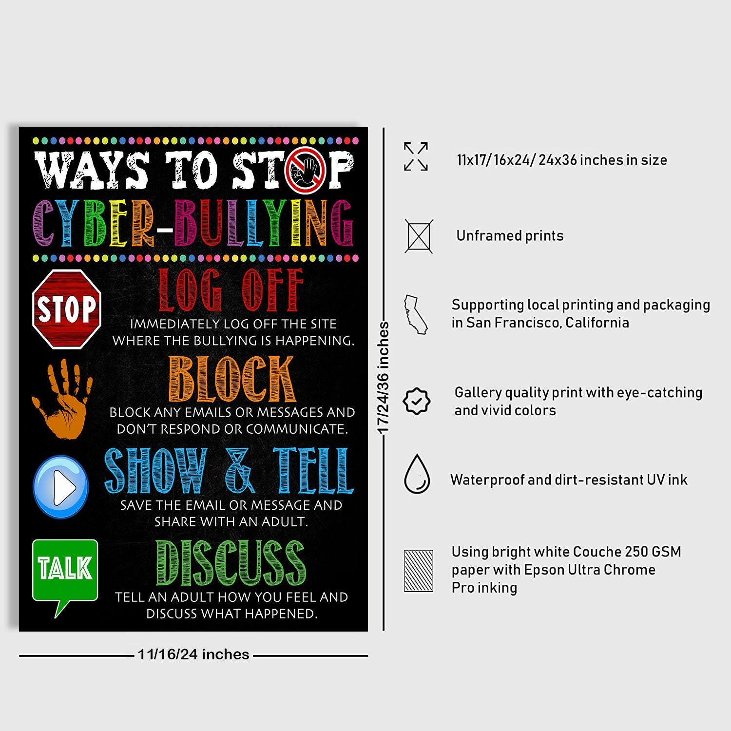 Ways to Stop Cyber Bullying Poster Gifts for Teacher High - Etsy