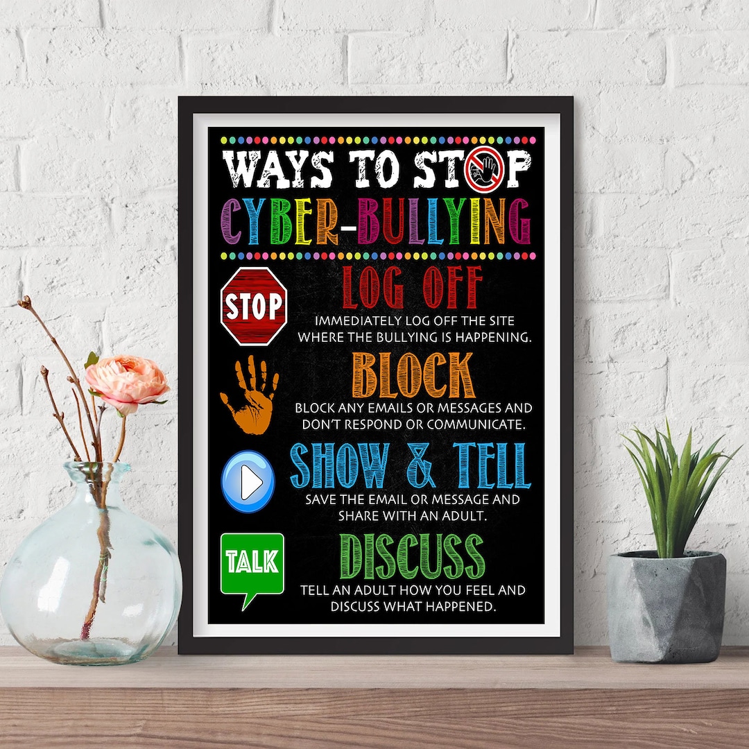 Ways to Stop Cyber Bullying Poster Gifts for Teacher High School ...