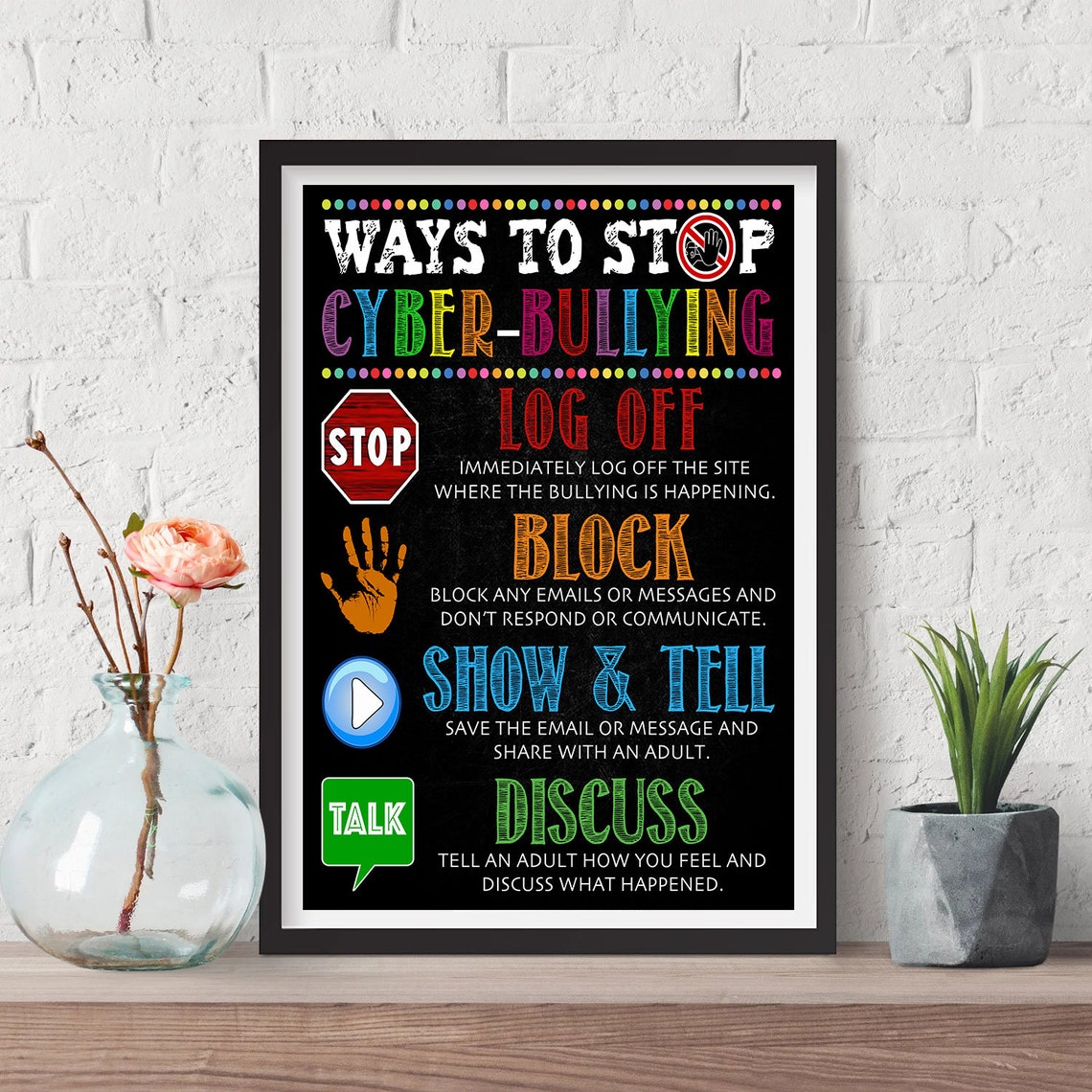 Ways to Stop Cyber Bullying Poster Gifts for Teacher High - Etsy