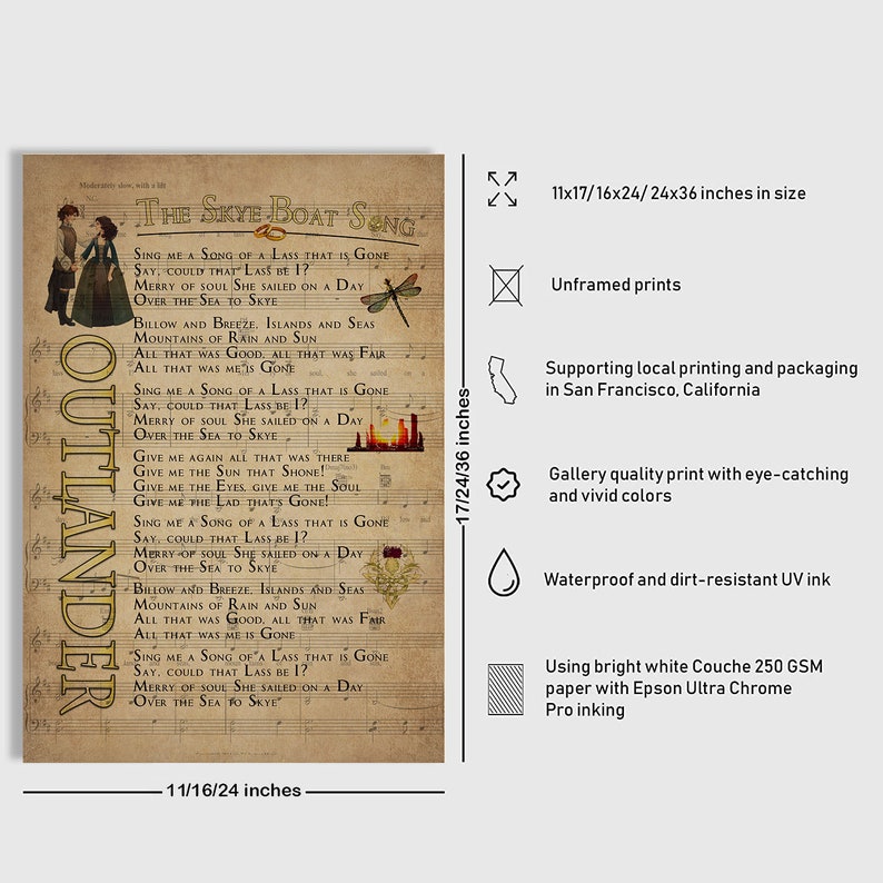 The Skye Boat Song Sing Me Outlander Poster Lyrics Song Music Lover ...