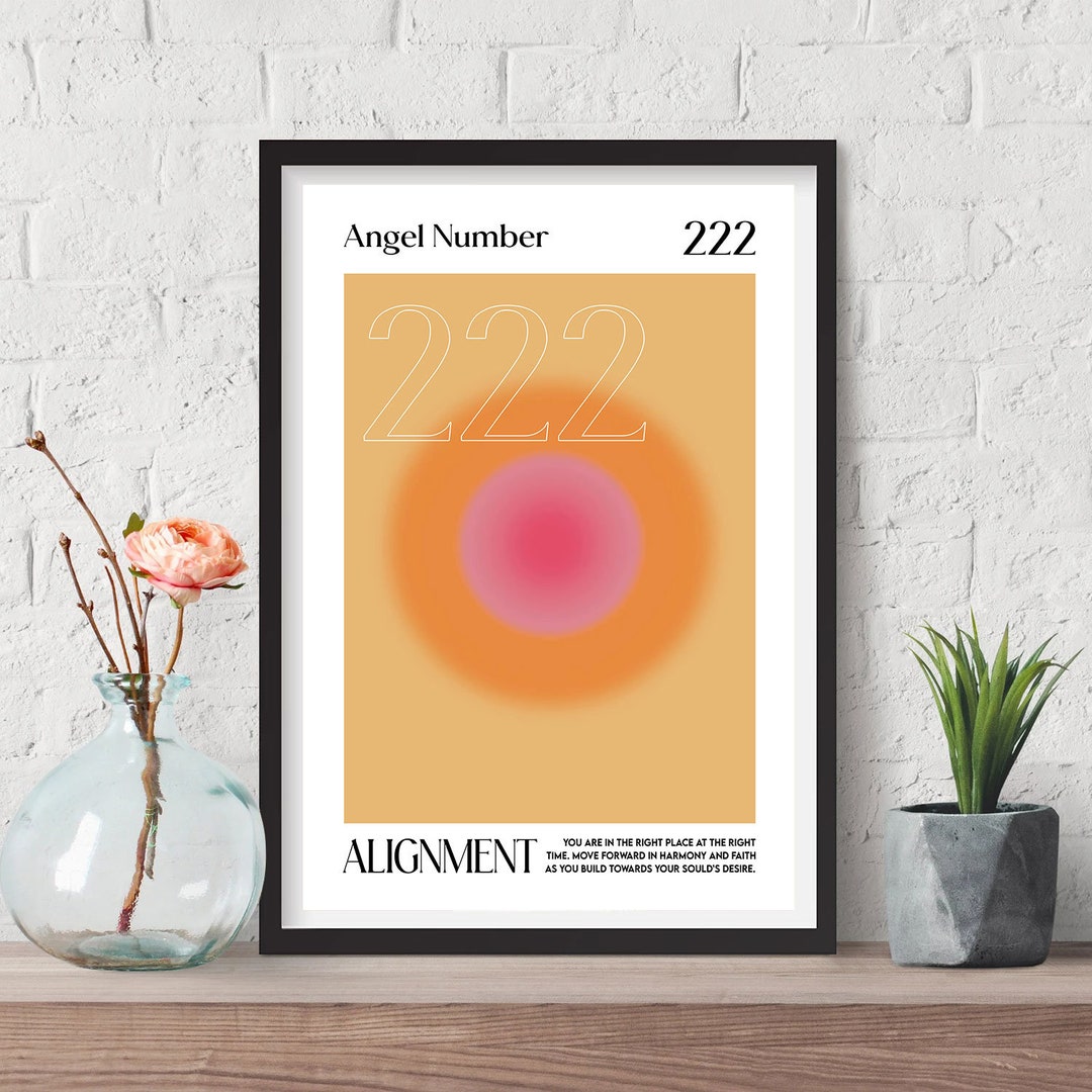 222 Angel Number Poster, Angel Numbers 222 Print, Alignment Angel ...