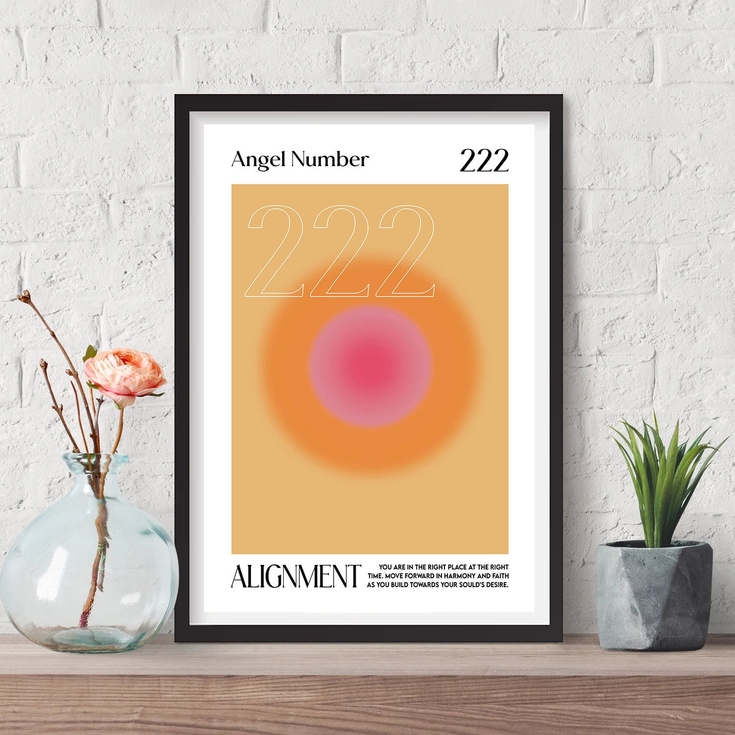 222 Angel Number Poster, Angel Numbers 222 Print, Alignment Angel ...