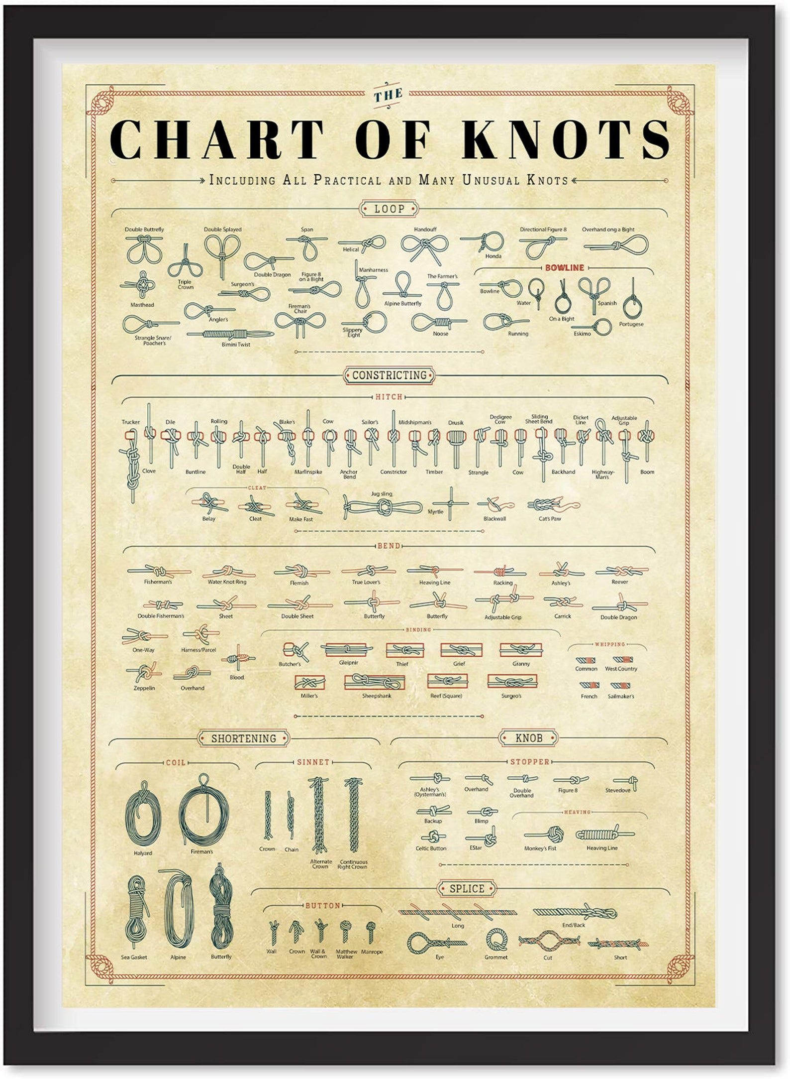 The Chart of Knots Poster All Practical and Many Unusual Knots Digital ...