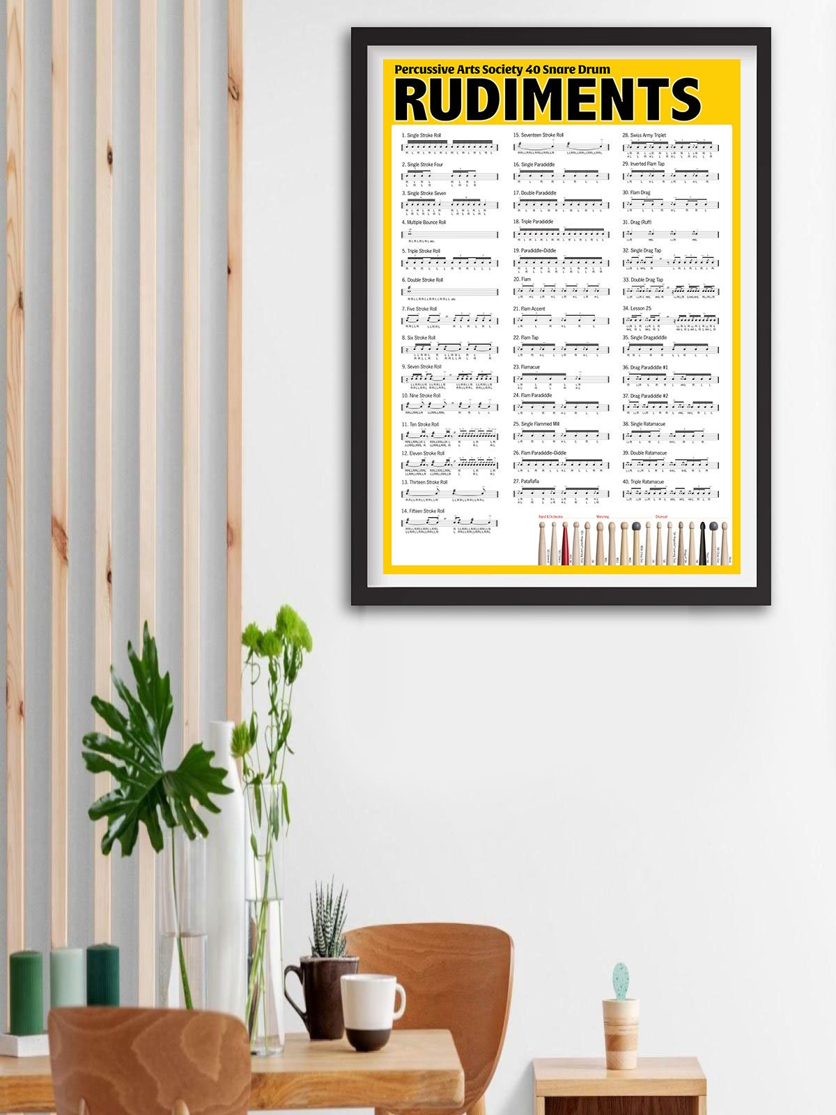 Rudiment Chart Poster Drum Chart Poster for Drummer Beginner - Etsy