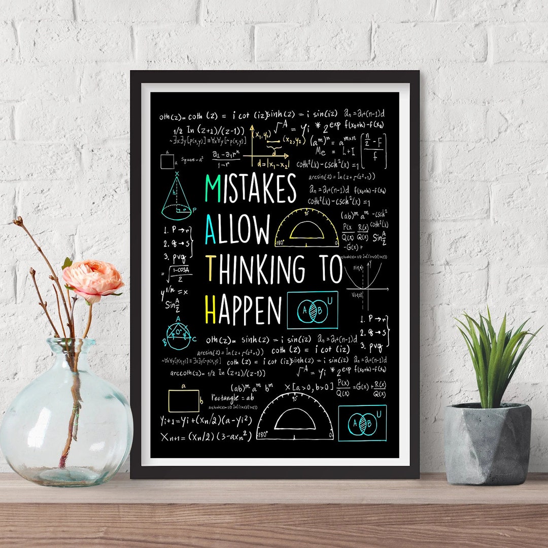 Mistakes Allow Thinking Happen Math Classroom Poster Digital Print ...