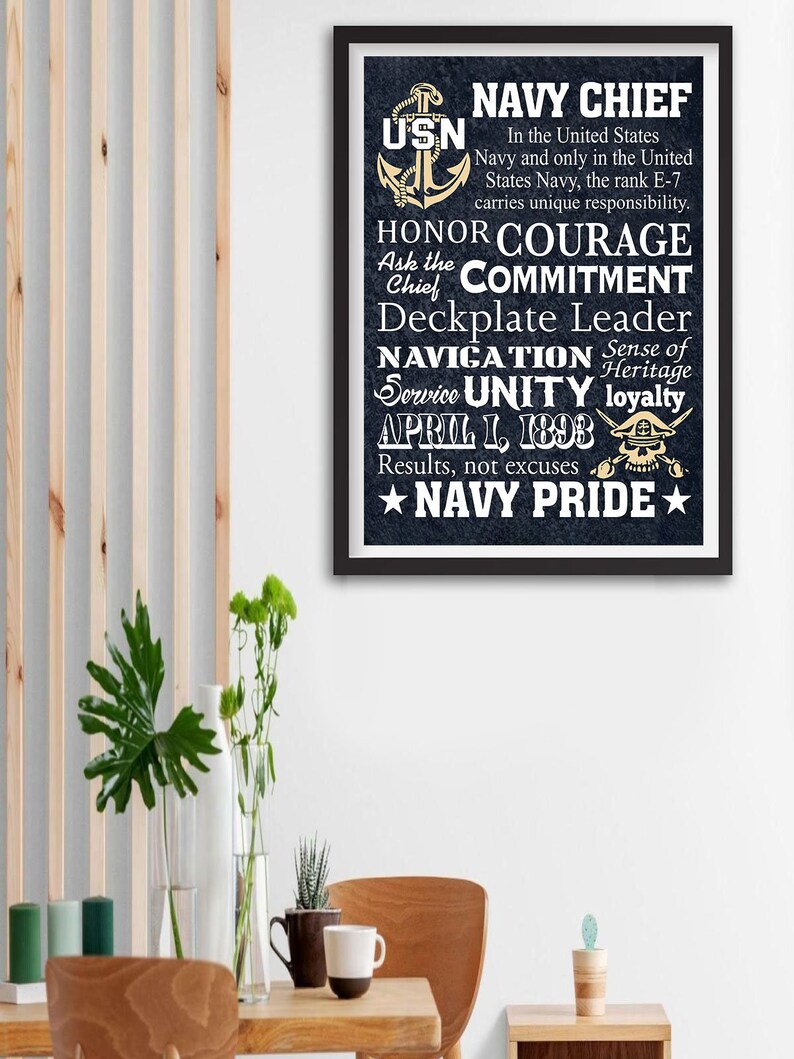 This Navy Chief Seal Wall Art Print With Naval Ship Poster Design is ...