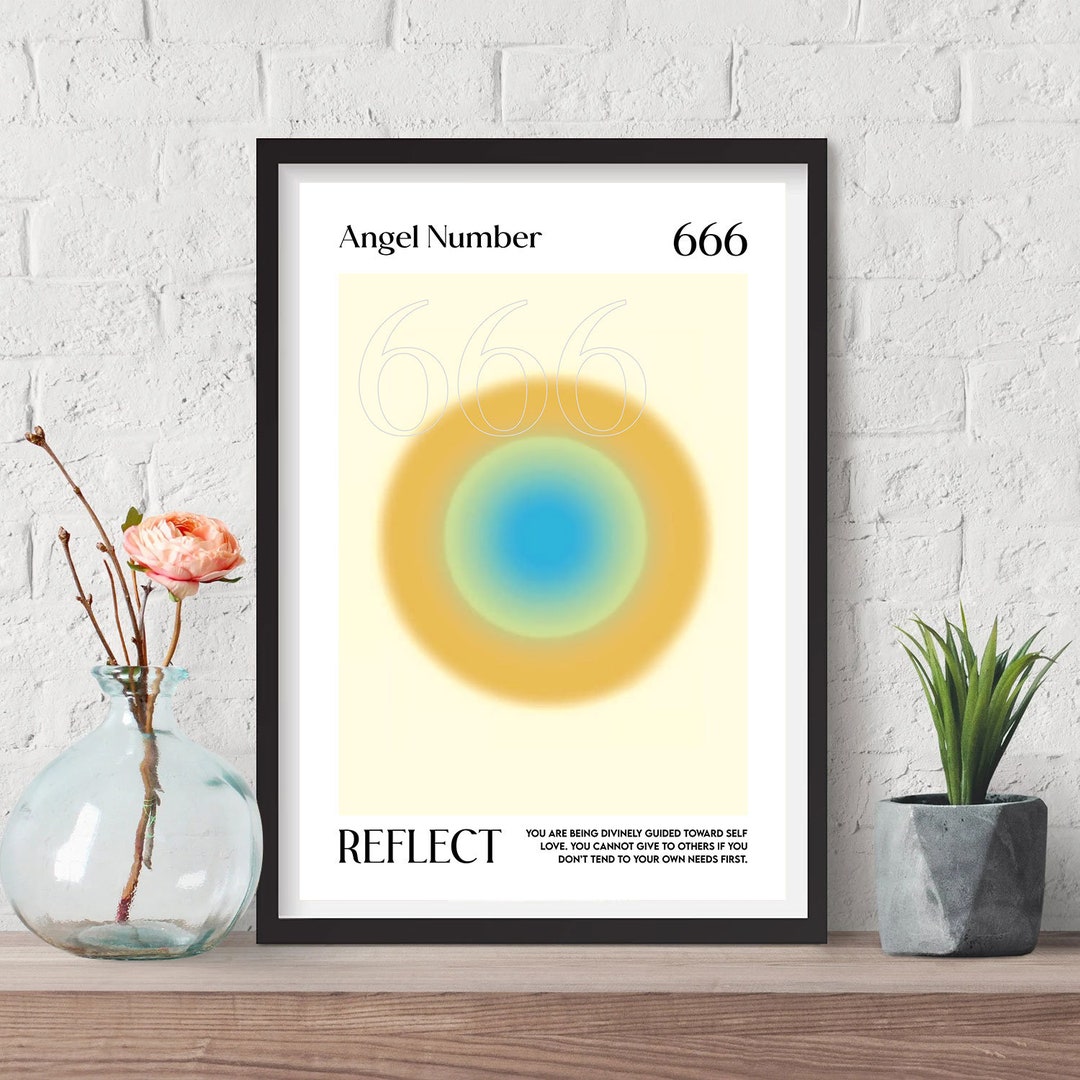 666 Angel Number Poster, Angel Numbers 666 Print, Reflect Angel Poster ...