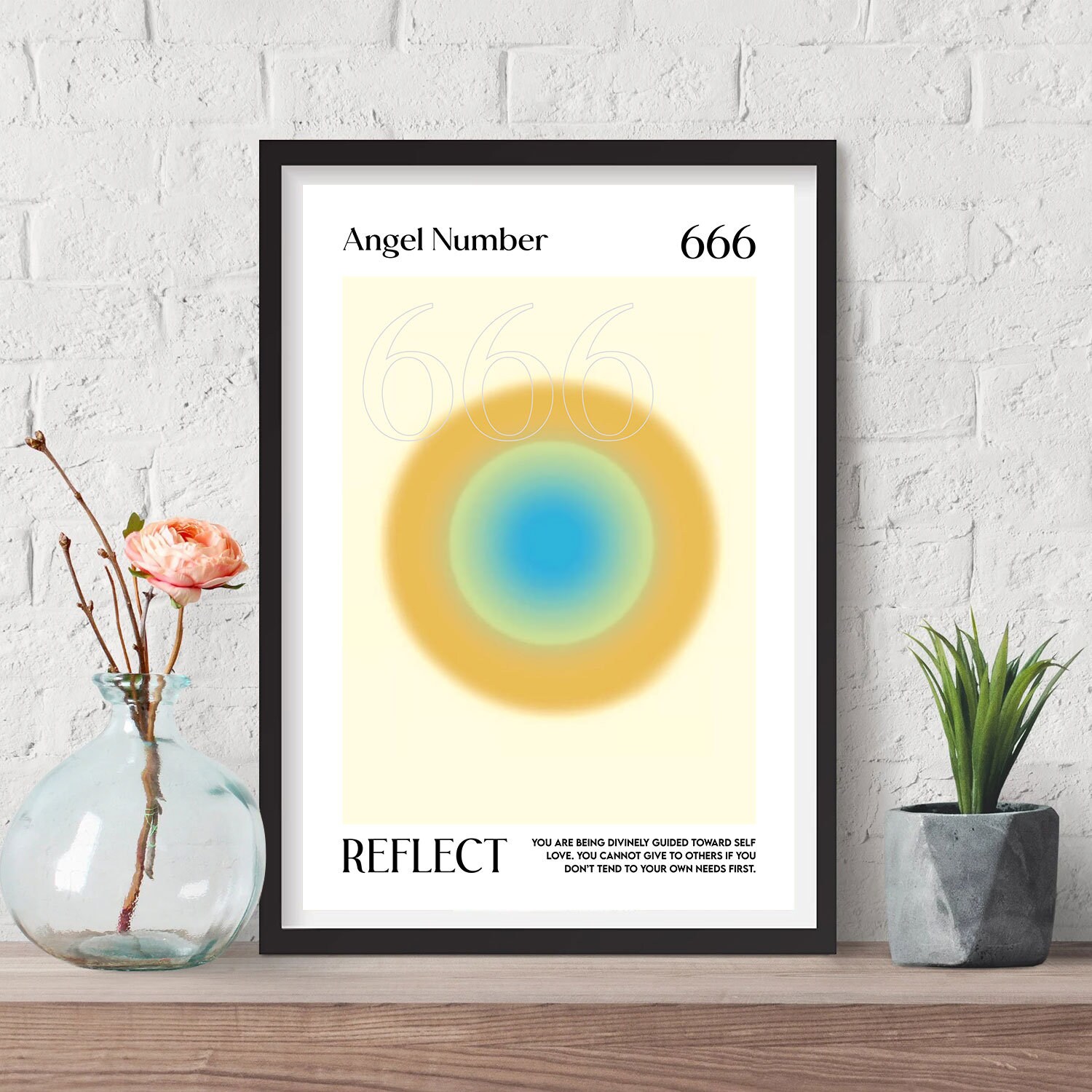 666 Angel Number Poster, Angel Numbers 666 Print, Reflect Angel Poster ...
