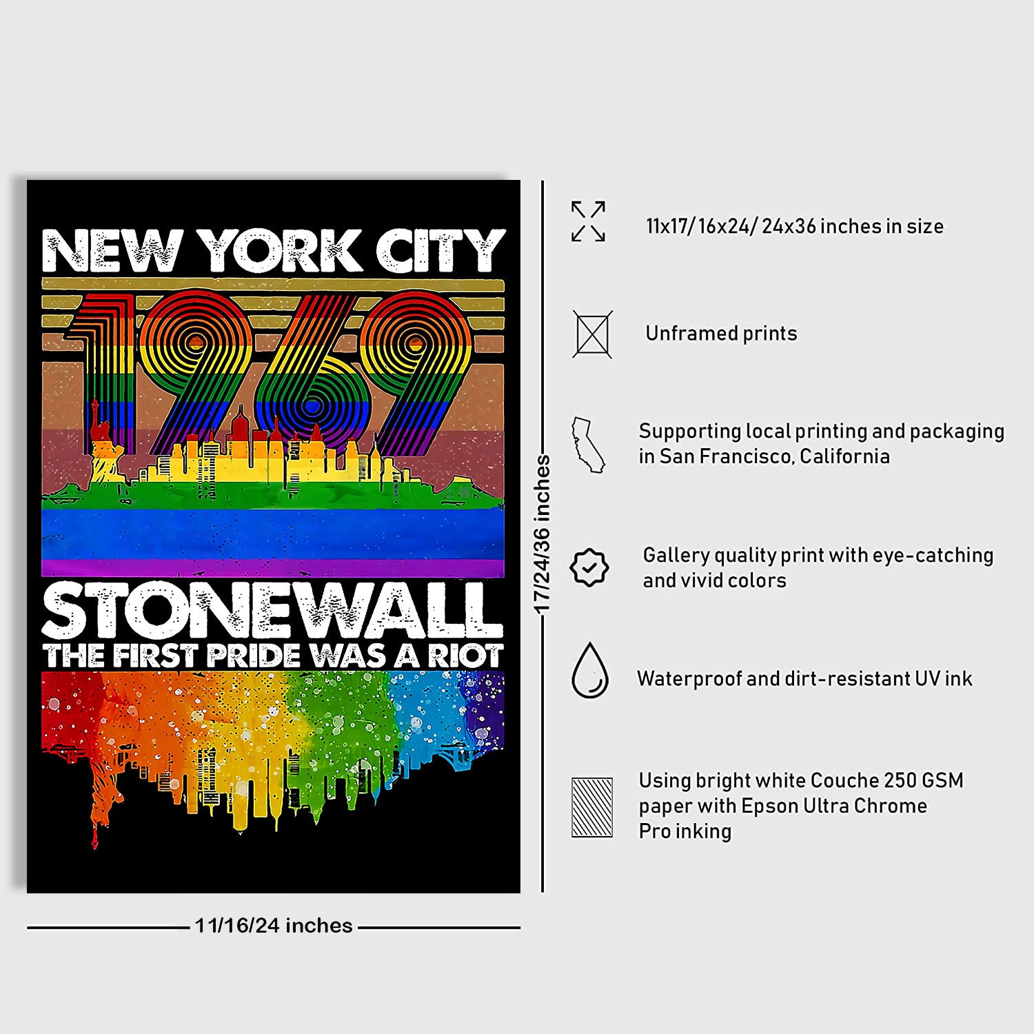 New York City 1969 Stonewall the First Pride Was A Riot Poster Tin Sign ...