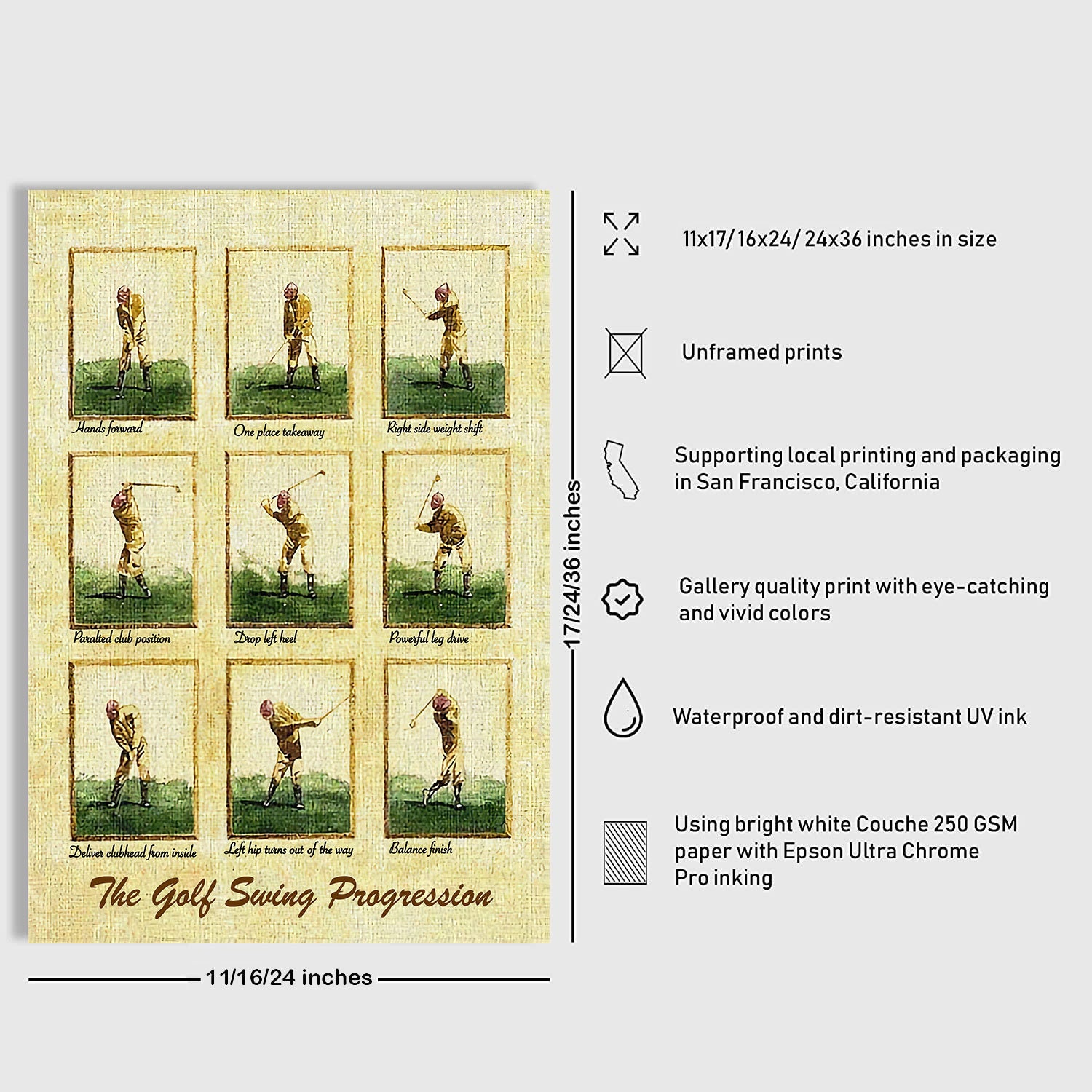 Golf the Golf Swing Progression Vertical Poster Wall Decoration Visual ...