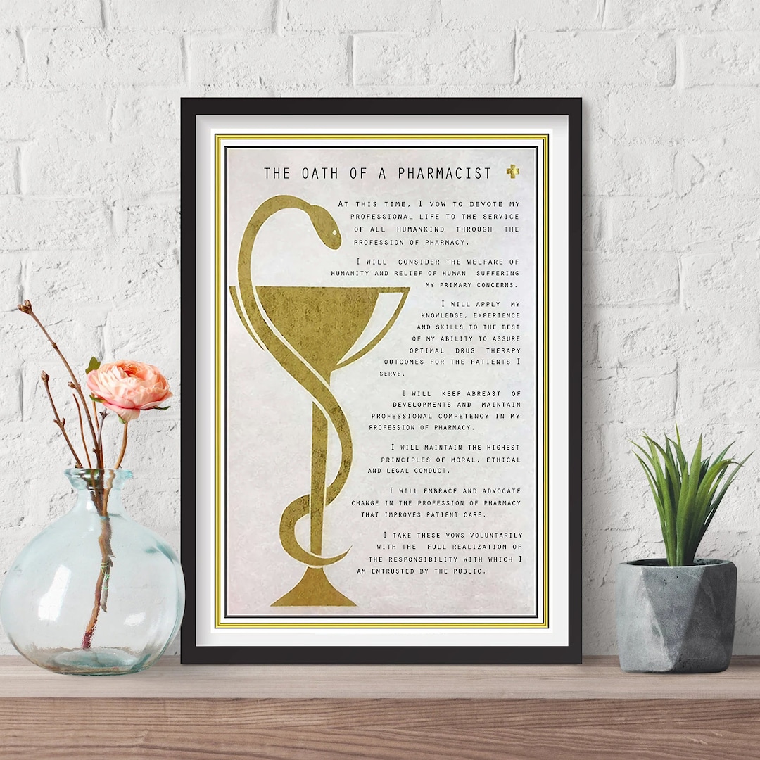 The Oath of A Pharmacist, Symbol of Pharmacy Poster Wall Art Decor ...
