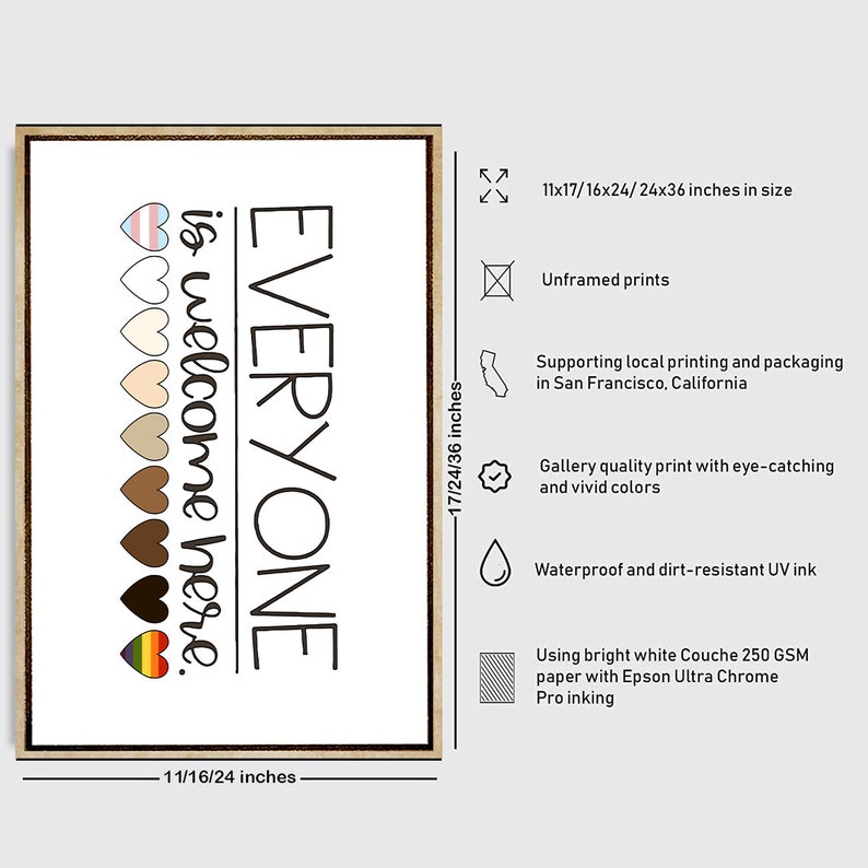 Everyone is Welcome Here Poster Diversity Poster for Classroom Pride ...