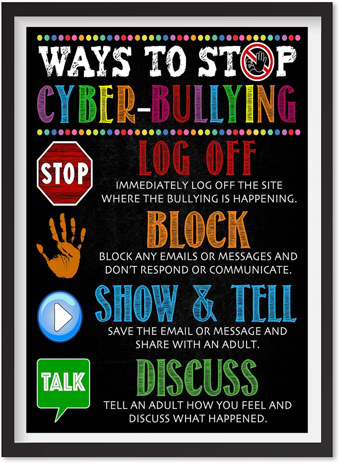Ways to Stop Cyber Bullying Poster Gifts for Teacher High - Etsy