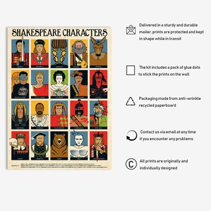 Shakespeare's Characters Poster, Vinatge Digital Print, Wall Art Decor ...