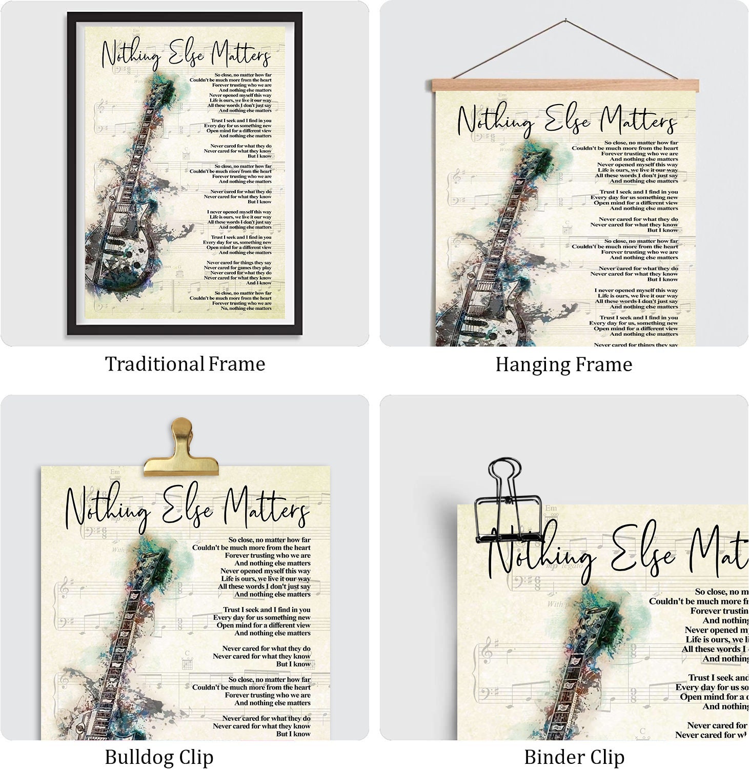 Nothing Else Matters Lyrics Poster Guitar Custom Lyrics - Etsy