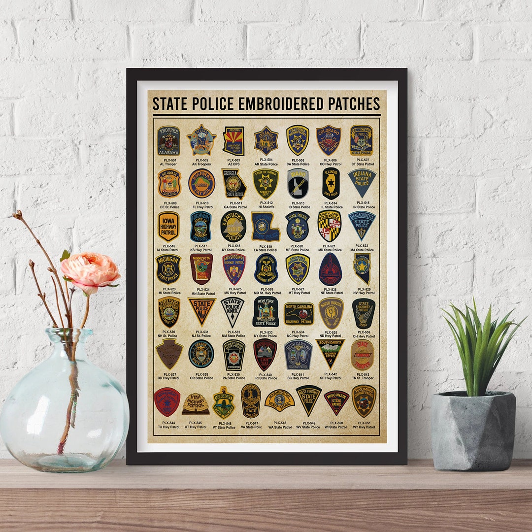 Police Officer State Police Embroidered Patches Policeman Poster Wall ...