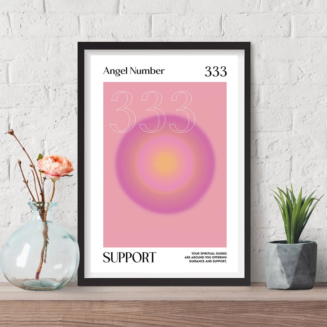 333 Angel Number Poster, Angel Numbers 333 Print, Support Angel Poster ...