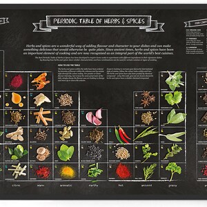 Herb Knowledge Poster Periodic Table of Herbs & Spices Posters Culinary ...