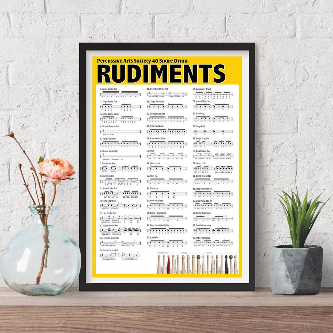 Rudiment Chart Poster, Drum Chart for Drummer Beginner, Drummer Boy Set, Drum Rudiment Poster ...