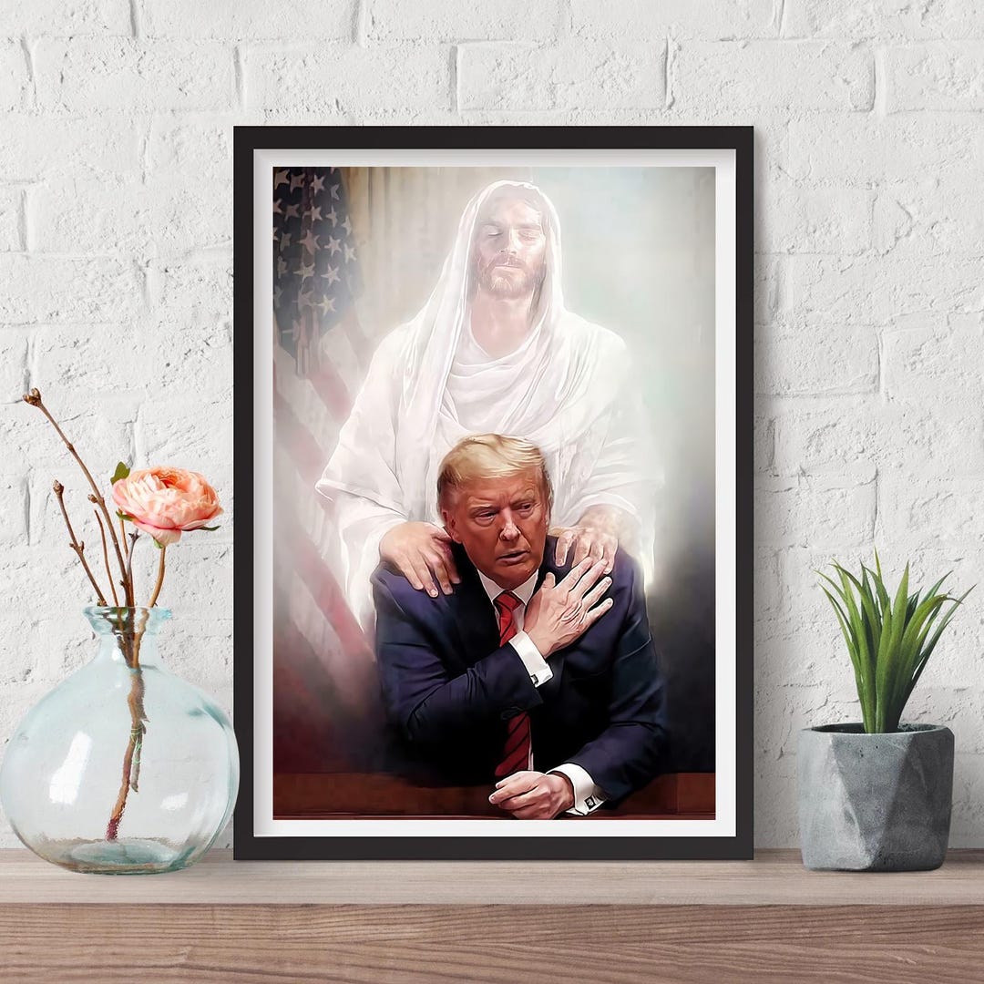 President Donald Trump With Jesus Praying God Save America Art Holy ...